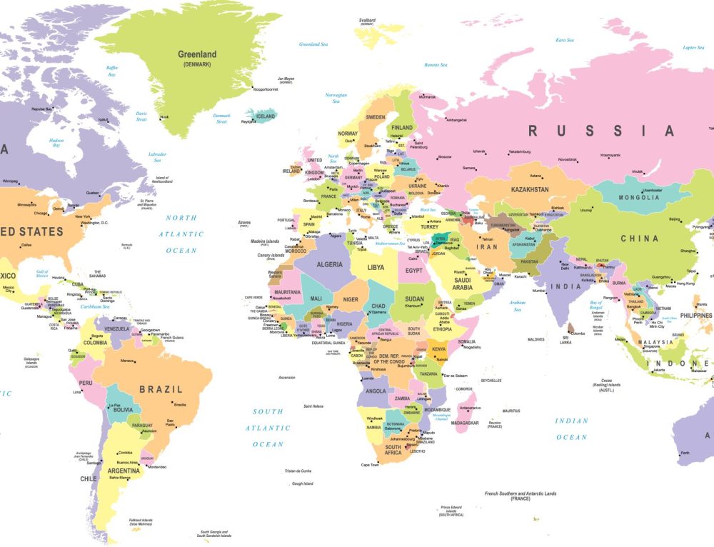 Download Peta Dunia Lengkap Dengan Nama Negara dan Benua